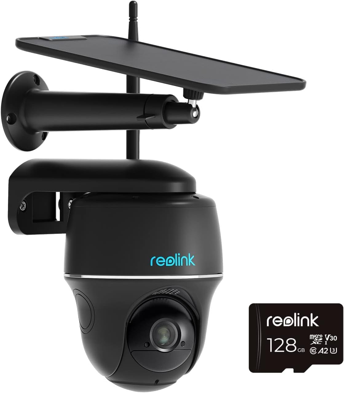 REOLINK 5MP Security Camera System Wireless Outdoor, Pan Tilt Battery Solar Cam with 2.4/5GHz Dual-Band WiFi, Smart Detection, PIR Sensor, 2-Way Talk, Argus PT with Solar Panel+128GB SD Card