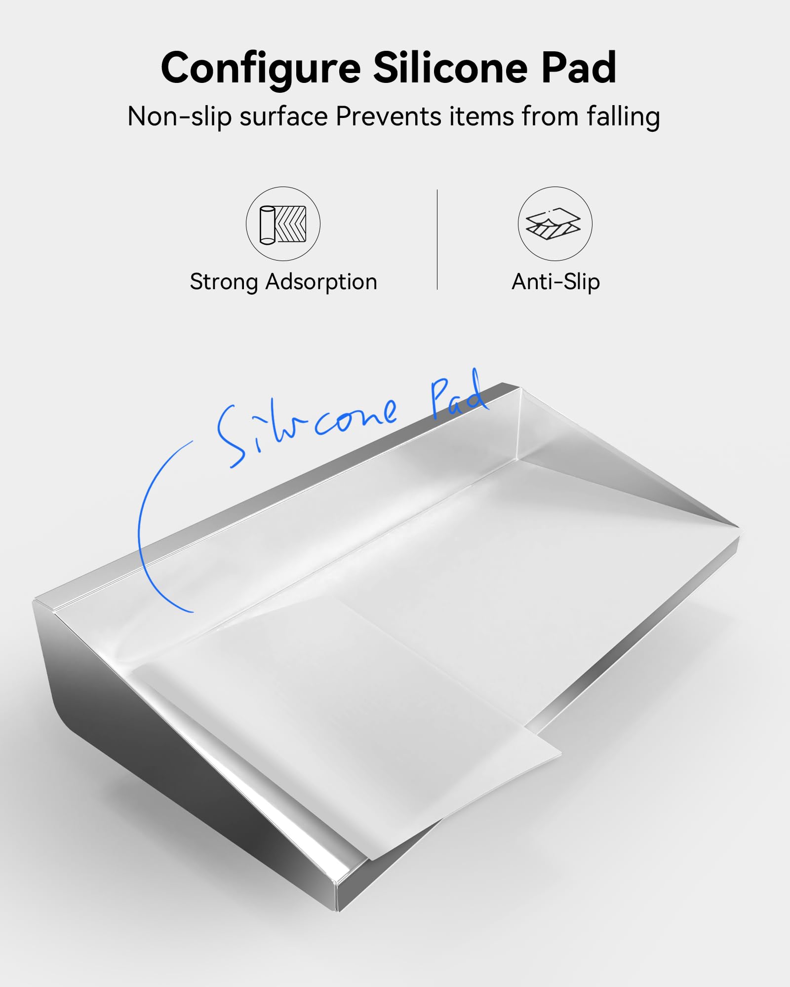 ZeroPone Stainless Steel Wall Shelf 8.6 x 24 Inches 56 lbs Load Heavy, Heavy-Duty Wall-Mounted Floating Shelf with Backsplash, Equipped with Silicone Mat. for Restaurant, Home, Kitchen, Hotel