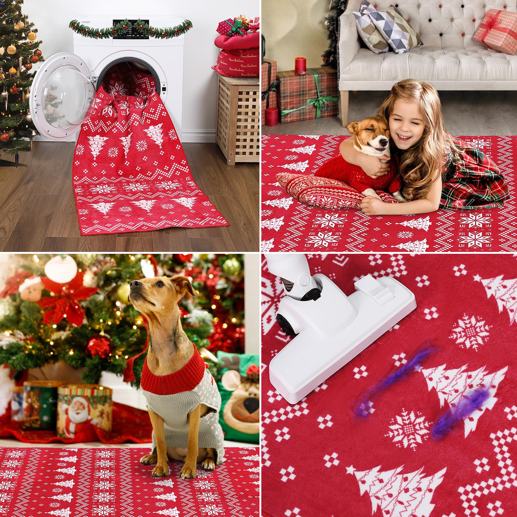 ROYHOME Christmas Runner Rug Xmas Snowflake Pattern Hallway Area Rug Holiday Decorative Accent Rug Runner Machine Washable Non-Slip Floor Cover Carpet for Kitchen Laundry Bedroom, Grey, 2x8 Feet