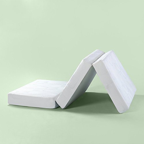 ZINUS 5 Inch Memory Foam Floor Mattress Portable Tri-Fold Design with Cooling Gel, Single, White
