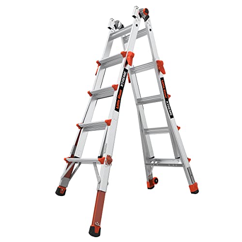 Little Giant Ladder Systems Xtreme 2.0, M17, 17ft, Multi-Position Ladder with Trestle Brackets and Ratchet Levelers, Aluminum, Type 1A, 300 lbs Weight Rating, (12817-801)