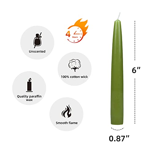 Zest Candle 12-Piece Taper Candles, 6-Inch, Sage Green