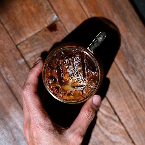 MARKABLE Interiorsbydebbi Selected Double Wall Glass Coffee Mug, 15.2 Ounces-Clear Glass Coffee Cup with Handle, Insulated Coffee Glass, Cappuccino Cup, Tea Cup, Latte Cup, Beverage Glass