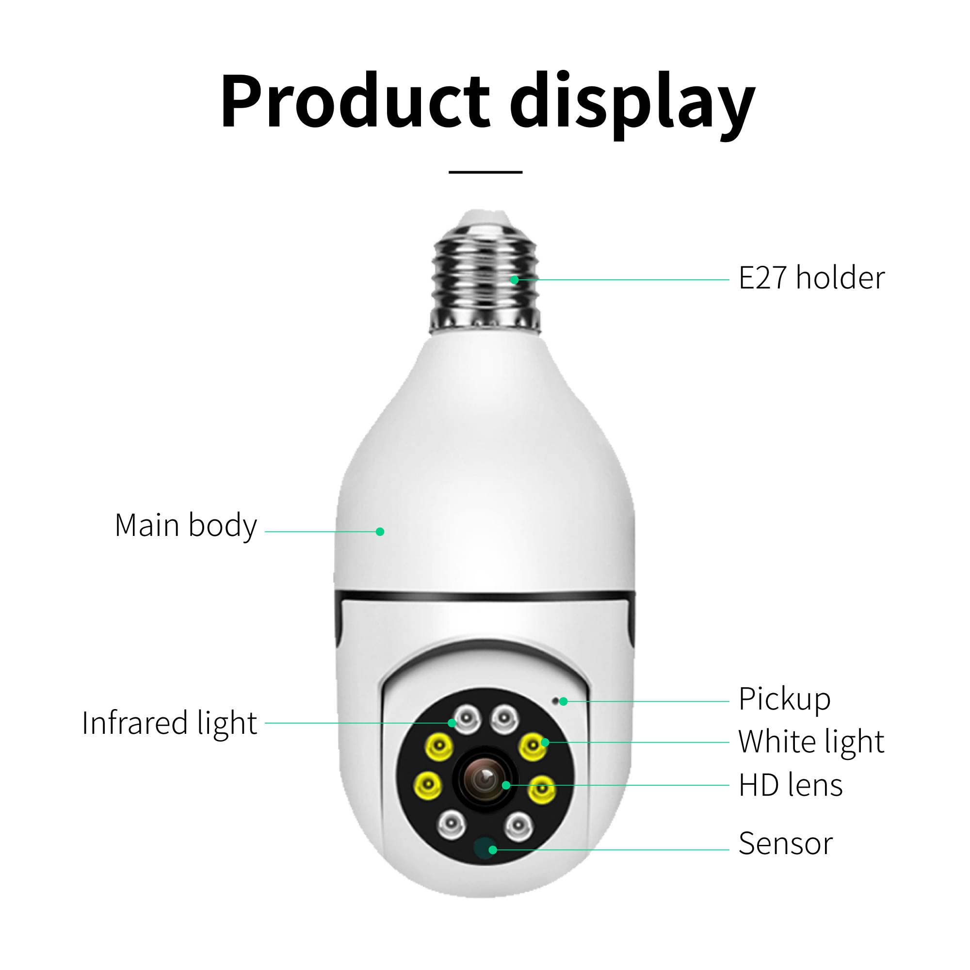 Set of Two Dibidup 360 Degree Security Cameras, 2.4G WiFi Light Bulb Camera, 1080p Home Security Surveillance Camera, Motion Detection, Two-Way Audio