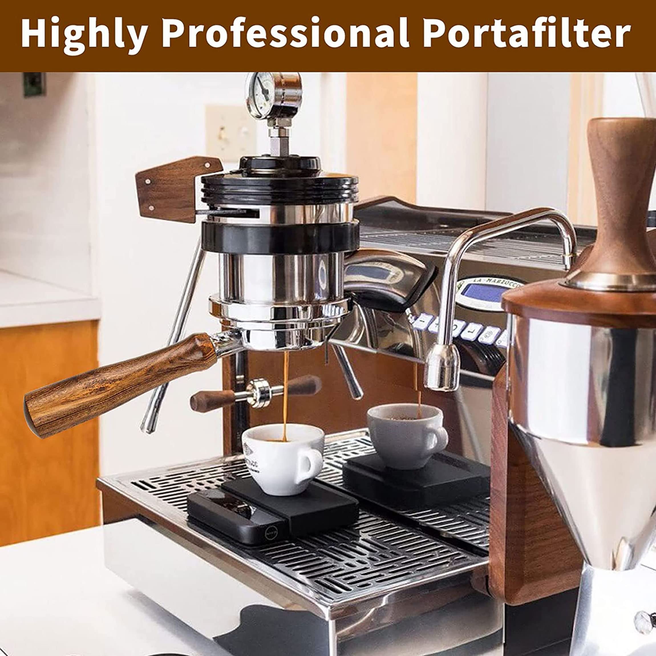 Lapto 54mm Coffee Bottomless Portafilter, Compatible with Breville Barista Bes 870/878/880 Replacement Parts Bottomless Portafilter(brown).