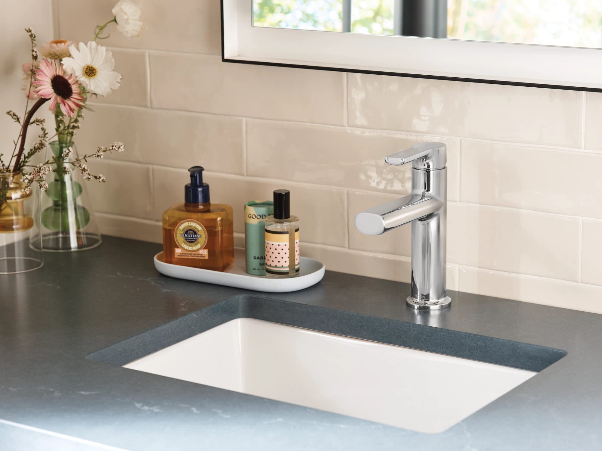 Moen 84794 Meena Chrome Single-Handle Lavatory Faucet, Versatile Finish, Temperature Control