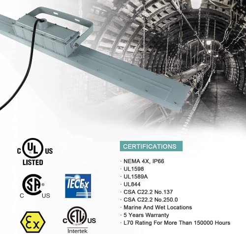 Sokply LED Explosion Proof Light 40W 5600LM (160W HPS Eqv.), ETL/UL844 Certified Class I Division 2 Hazardous Locations Luminaires Warehouse Lighting 100-277V, IP66 H4 Series