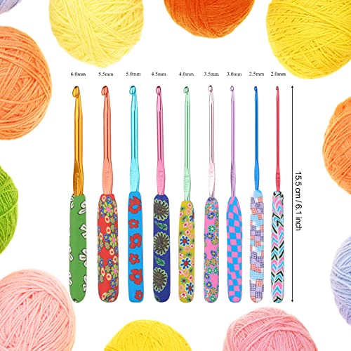 Katech 89 pcs Yarn Crochet Kit for Crochet and Knitting, Different Sizes Crochet Hooks with 16 pcs Colorful Yarn Skeins, Ergonomic Crochet Needle DIY Yarn Weaving Tool (Light Blue)