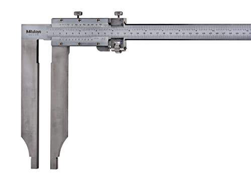 Mitutoyo 534-106 Vernier Caliper, Steel, Nib Style, Long Jaw, Inch/Metric, 0-20" Range, +/-0.002" Accuracy, 0.001" Resolution