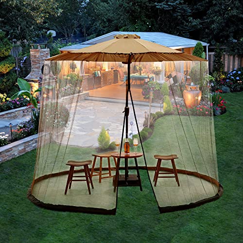 Sparkle Race Patio Umbrella Mosquito Net, Patio Mosquito Netting for Cantilever Umbrella, Brown Mosquito Netting Offset Umbrella Outdoor Patio Screen for 9-11β Deck Table Umbrellas Outside Canopy Tent