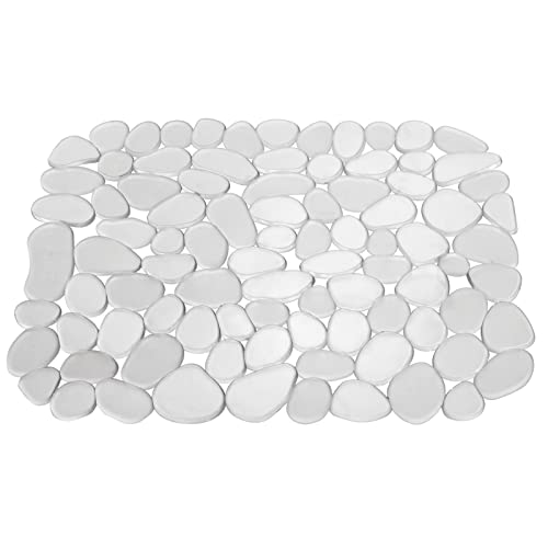 mDesign Adjustable Kitchen Sink Dish Drying Mat/Grid - Soft Plastic Sink Protector - Cushions Sinks, Stemware, Glasses, Dishes - Quick Draining Pebble Design - Small, 12.4" Long - 2 Pack - Clear