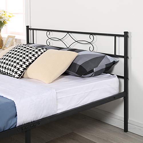 VECELO Full Size Bed Frame Metal Platform/Mattress Foundation with headboard Footboard/Steel Slat Support/No Box Spring Needed/Easy Assembly