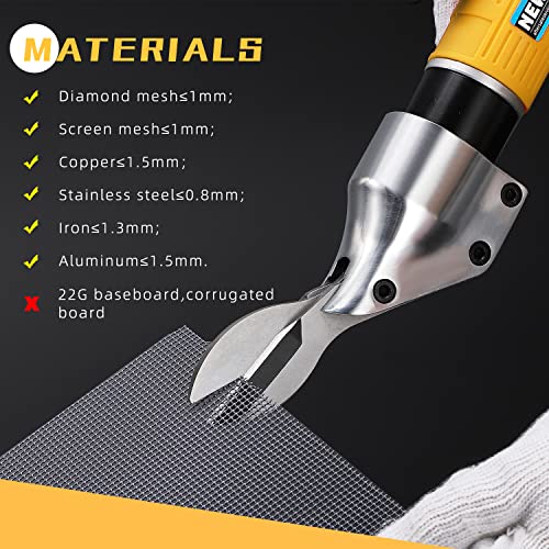NEWTRY Upgrade Pneumatic Metal Shear Cutter 2-Blade Pneumatic Scissor Stainless Steel Sheet Metal Cutting Tools Industrial Air Cutter for Metal Sheet, Diamond Mesh(upgrade A)