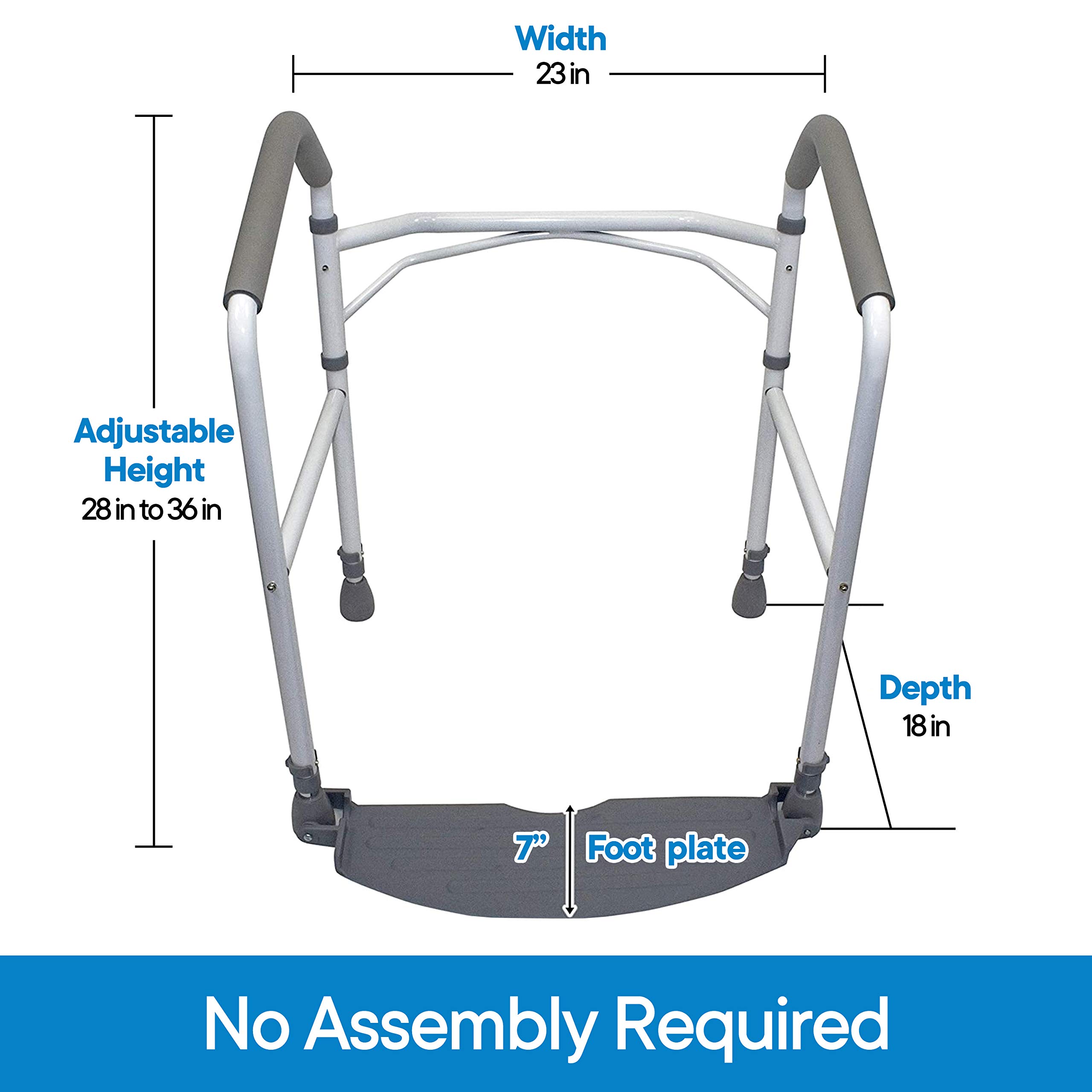 RMS Toilet Safety Frame & Rail - Folding & Portable Bathroom Toilet Safety Rails - Handrail Toilet Bars with Adjustable Height (White)