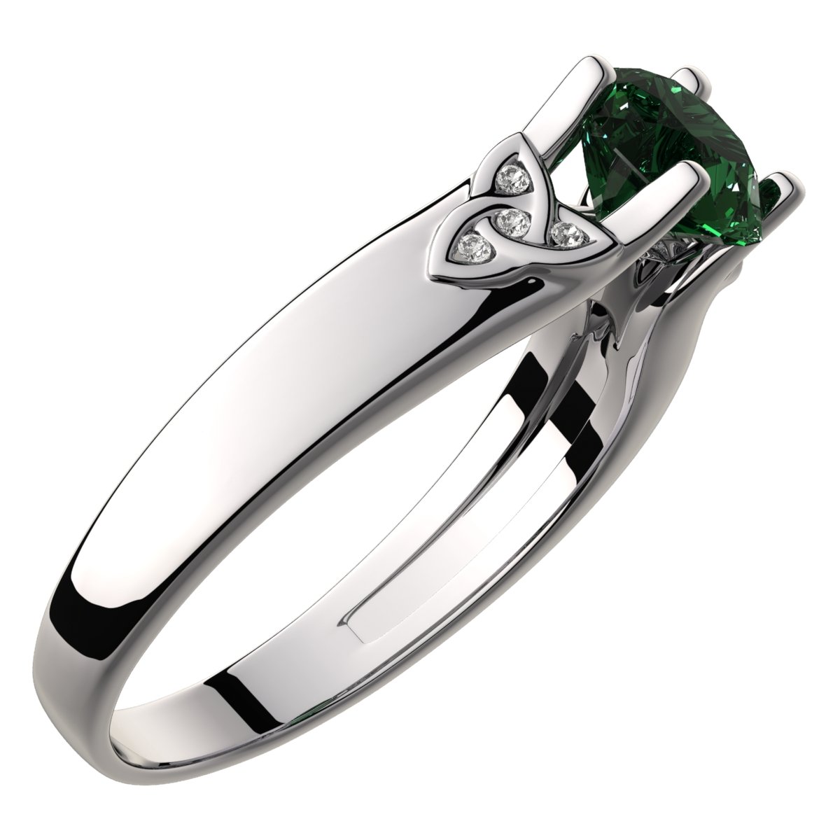 GWG Women's Rings Gift Sterling Silver Celtic Ring Emerald Green Zircon Stone and Trinity Knots Adorned with Crystals - 9 for Women