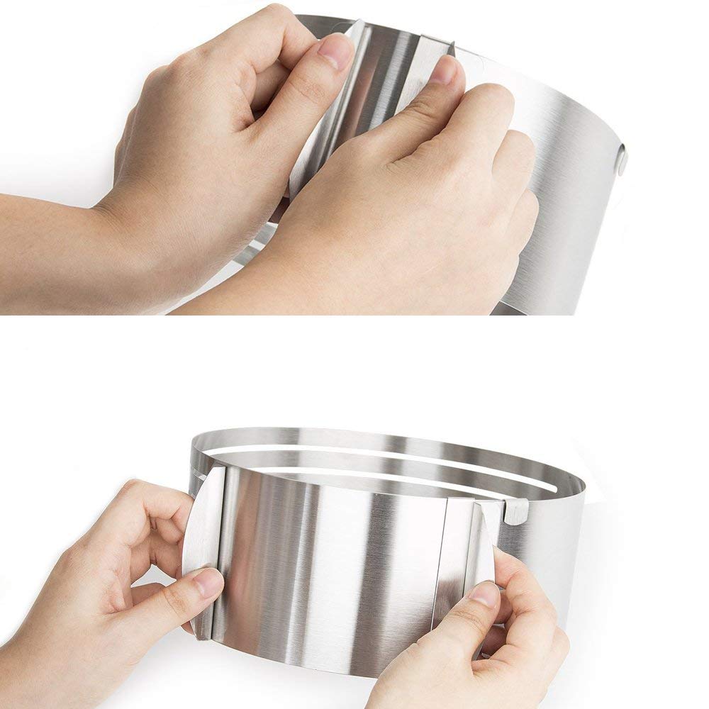 Layered Slicer Cake Ring Set, GDGY 6-8 Inch Stainless Steel Circular Baking Tool Kit Set Mousse Mould Slicing Include 1pc Egg White Separator and 1pc Cake Edge Smoother Scraper Cutter
