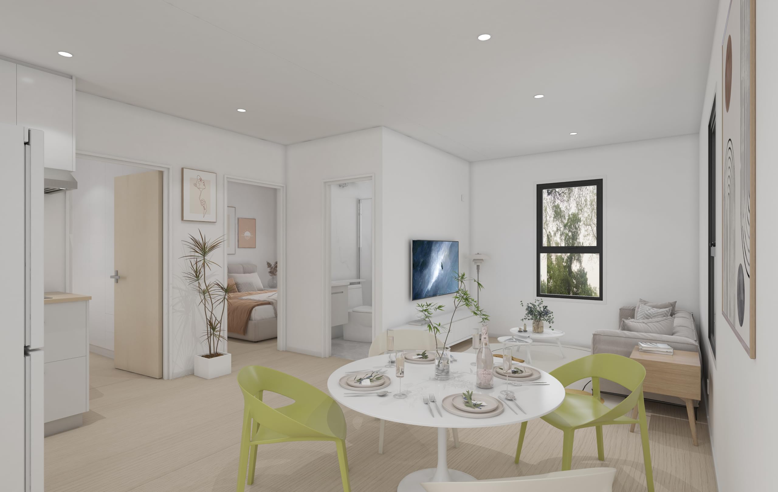 Portable Prefabricated Container Home I Portable House 39m² Featuring 2 Beds, 1 Bath, Living Room, Kitchen,Toilet with Spacious Terrace/Balcony I Mobile Expendable House for Multi Purposes