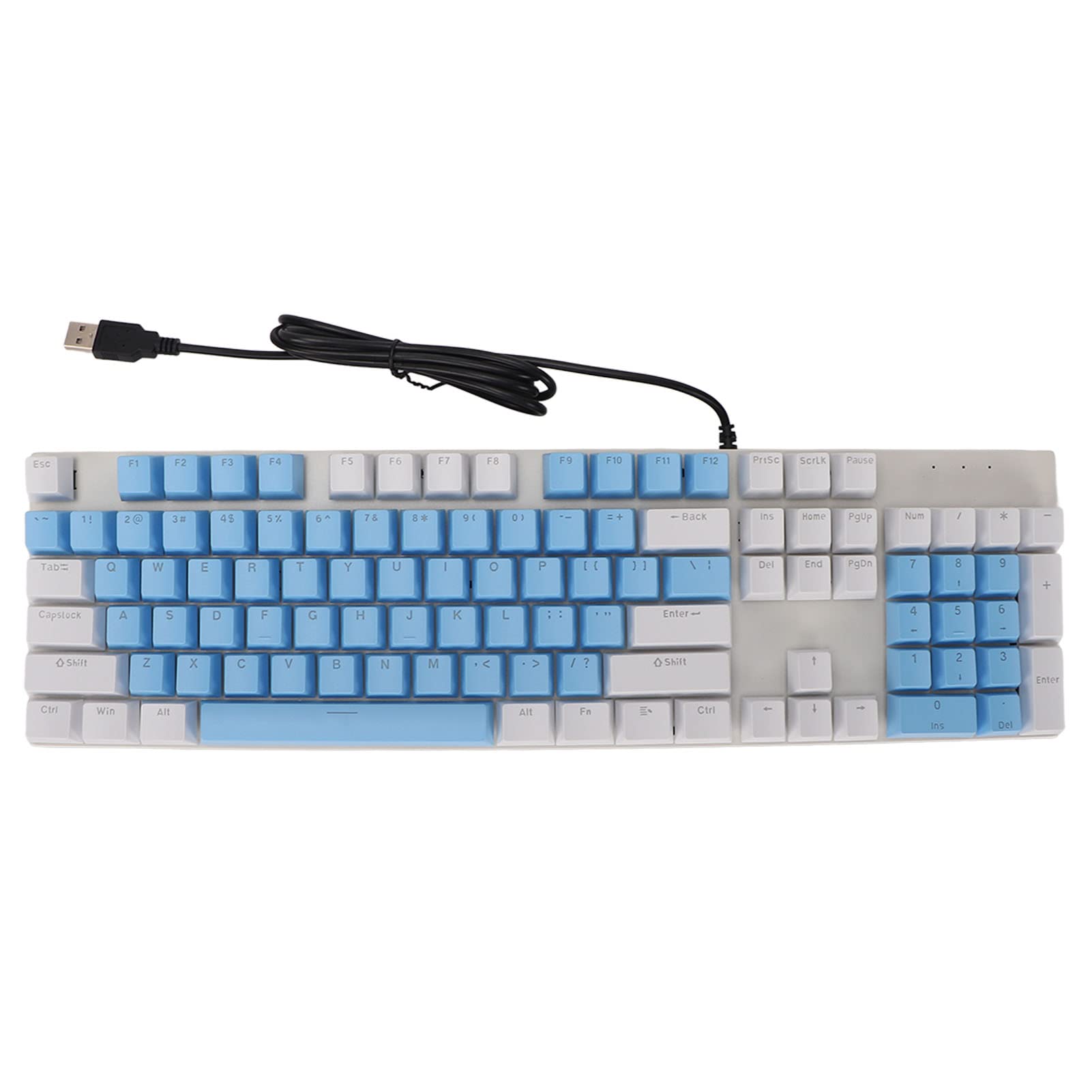 Pomya 104 Keys Gaming Mechanical Keyboard, Blue Switch RGB Scratch Resistant Gaming Keyboard for Win, Wearproof Mechanical Keyboard for PC, Notebook(White Blue)