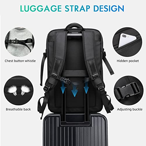 TANGCORLE 50L Carry on Travel Backpack, Expandable Airline Approved Backpacks with 3 Packing Cubes fit 17 inch Laptop, Water ResistantĀ Convertible Suitcase backpack for Men Women