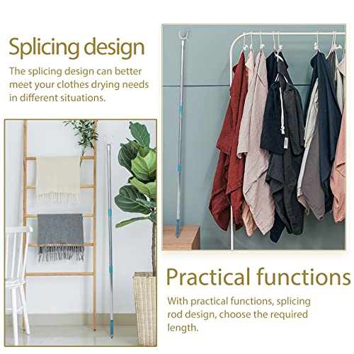 Veemoon Poles Dark for Drying Hanging Green Clo Hook: Shelf Balcony Extendable Home Ceiling Wardrobe Stainless Picking Extended Utility Clothes Telescoping with Stick: Clothing Outdoor