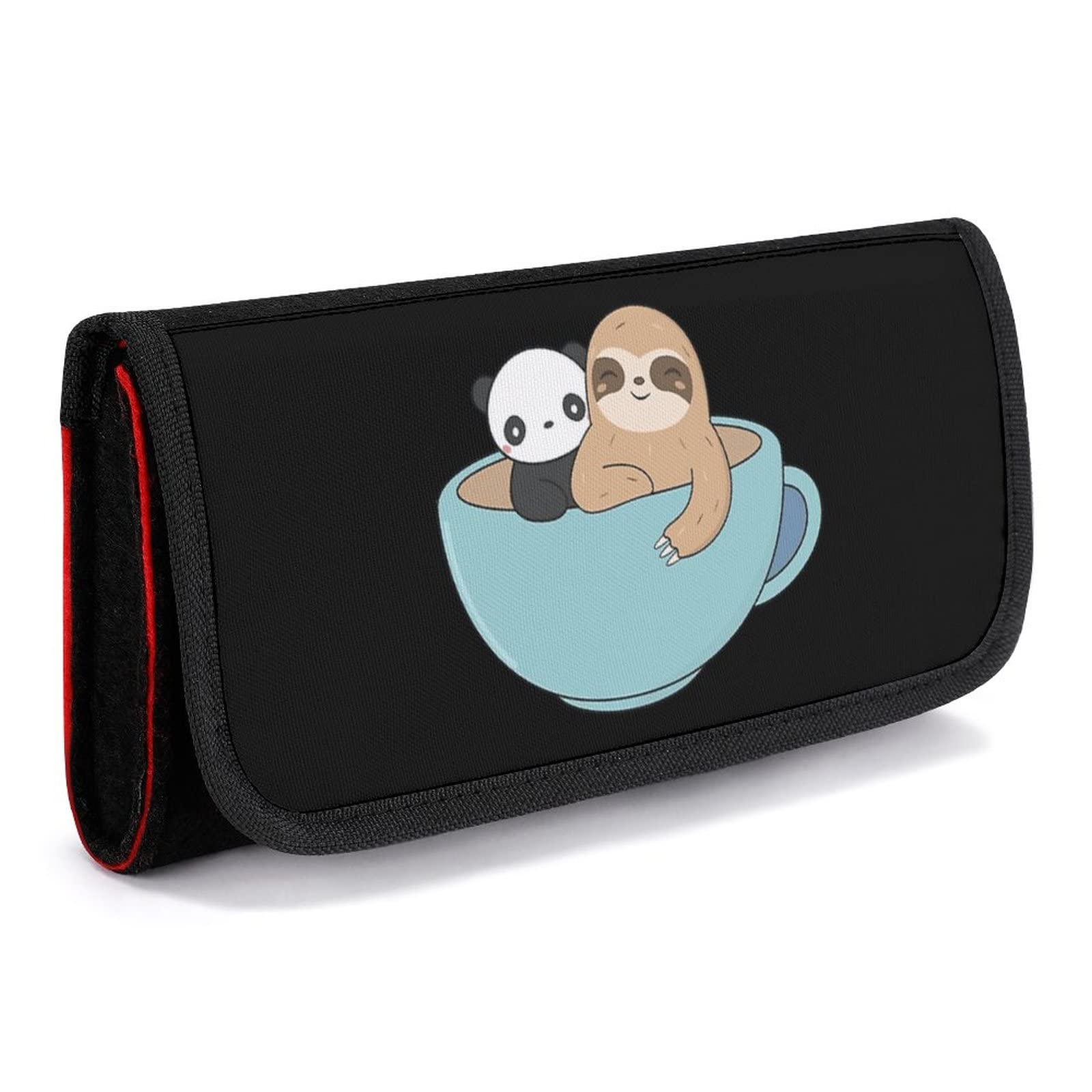 Panda and Sloth Carrying Bag Compatible with Switch Protective Case Slim Felt Pouch with 5 Game Cartridges Holders