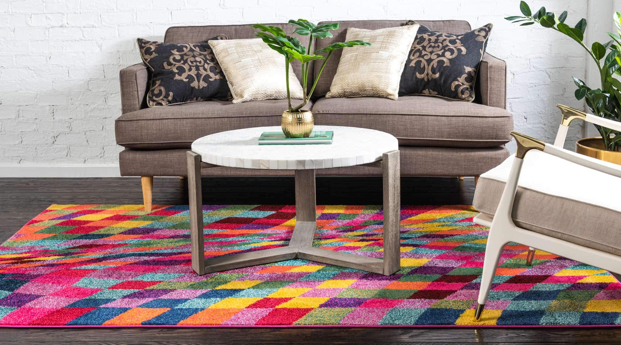 Unique Loom Estrella Collection Geometric, Abstract, Colorful, Modern, Eclectic Area Rug, 8 ft x 10 ft, Multi/Pink