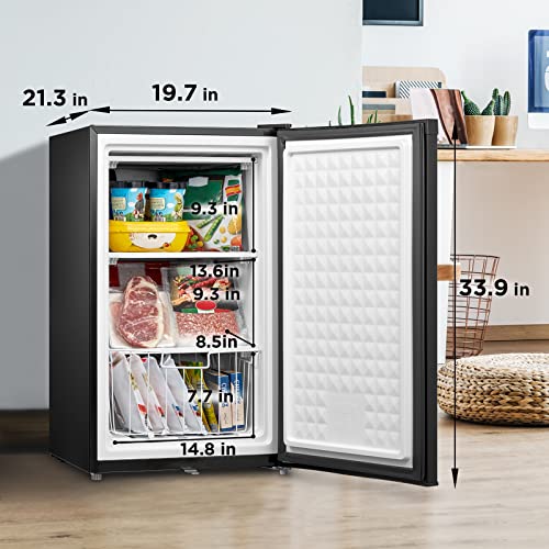 Midea MRU03M2ABB Upright Freezer Large Black, 3.0 Cubic Feet