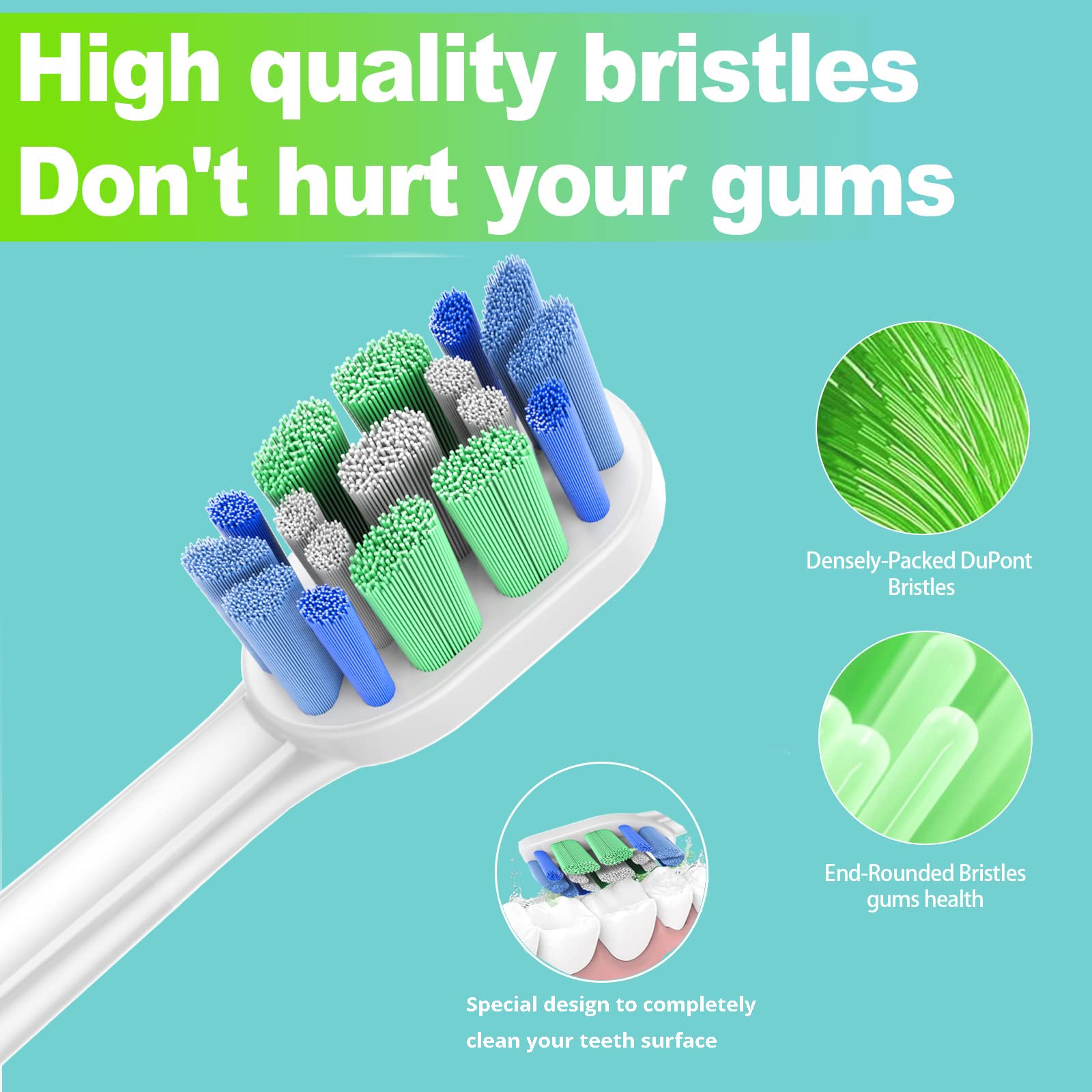 Replacement Toothbrush Heads for Philips Sonicare Replacement Heads, Electric Brush Head Compatible with Sonic Care DiamondClean ProtectiveClean for HX 3x/6x/9x with Hygienic Cap, 8 Pack