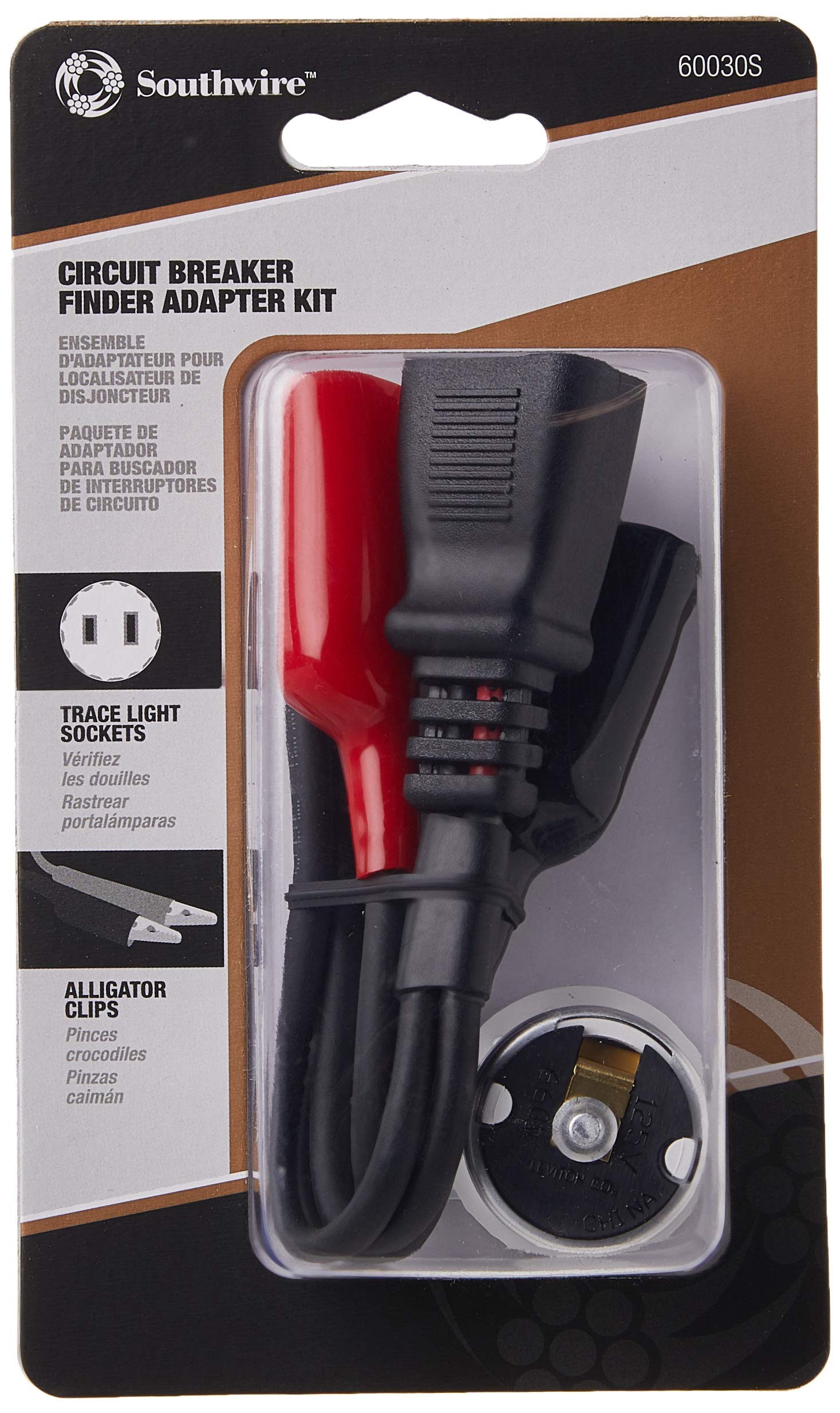 Southwire 58292240 60030S Circuit Breaker Finder Adapter/Accessory Kit; Includes Alligator Clips and Light Bulb Circuit Adapter (Compatible with Southwire 's 41210S Circuit Breaker Finder)