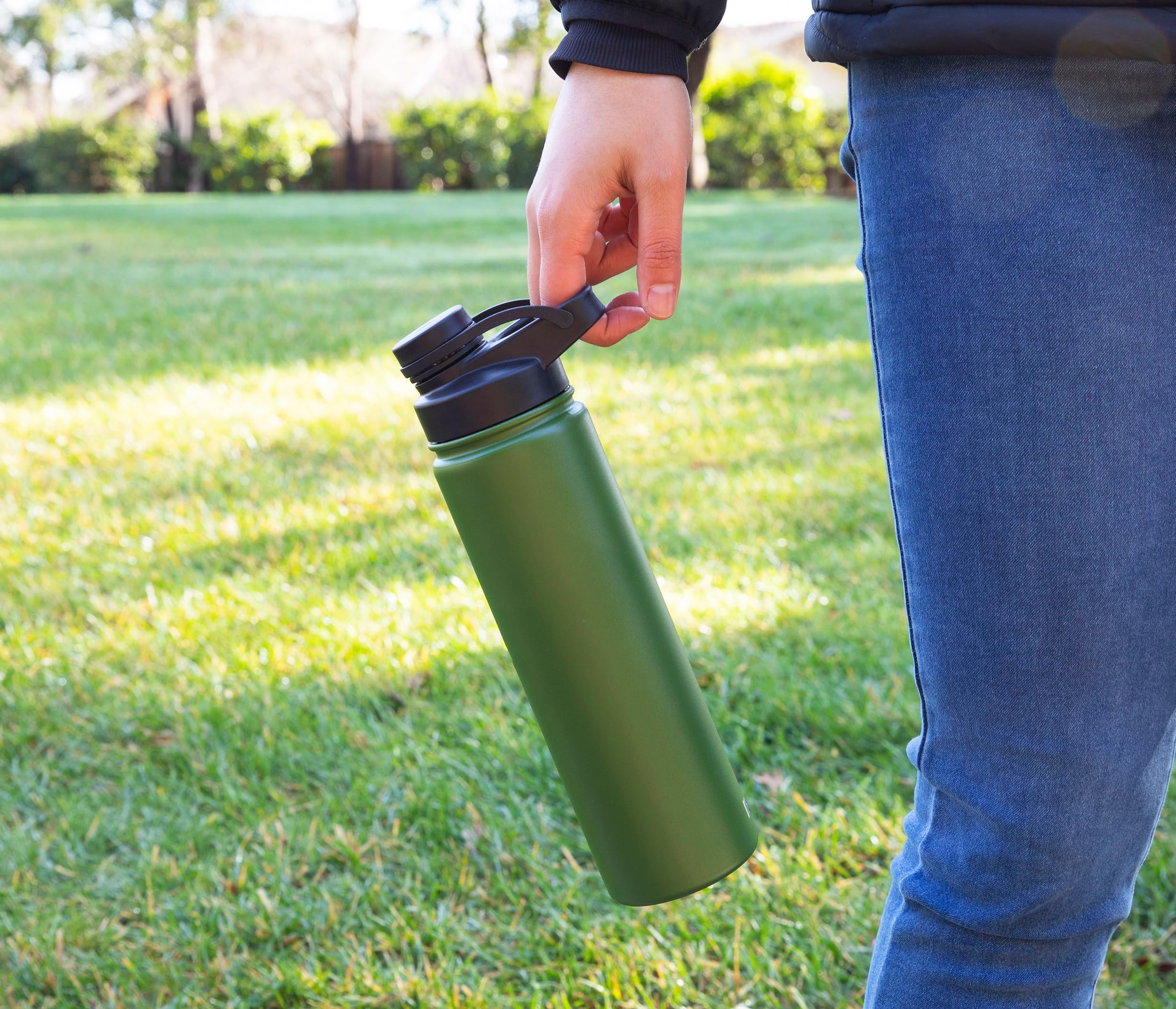 MIRA 24 oz Stainless Steel Water Bottle - Hydro Vacuum Insulated Metal Thermos Flask Keeps Cold for 24 Hours, Hot for 12 Hours - BPA-Free Spout Lid Cap - Olive Green