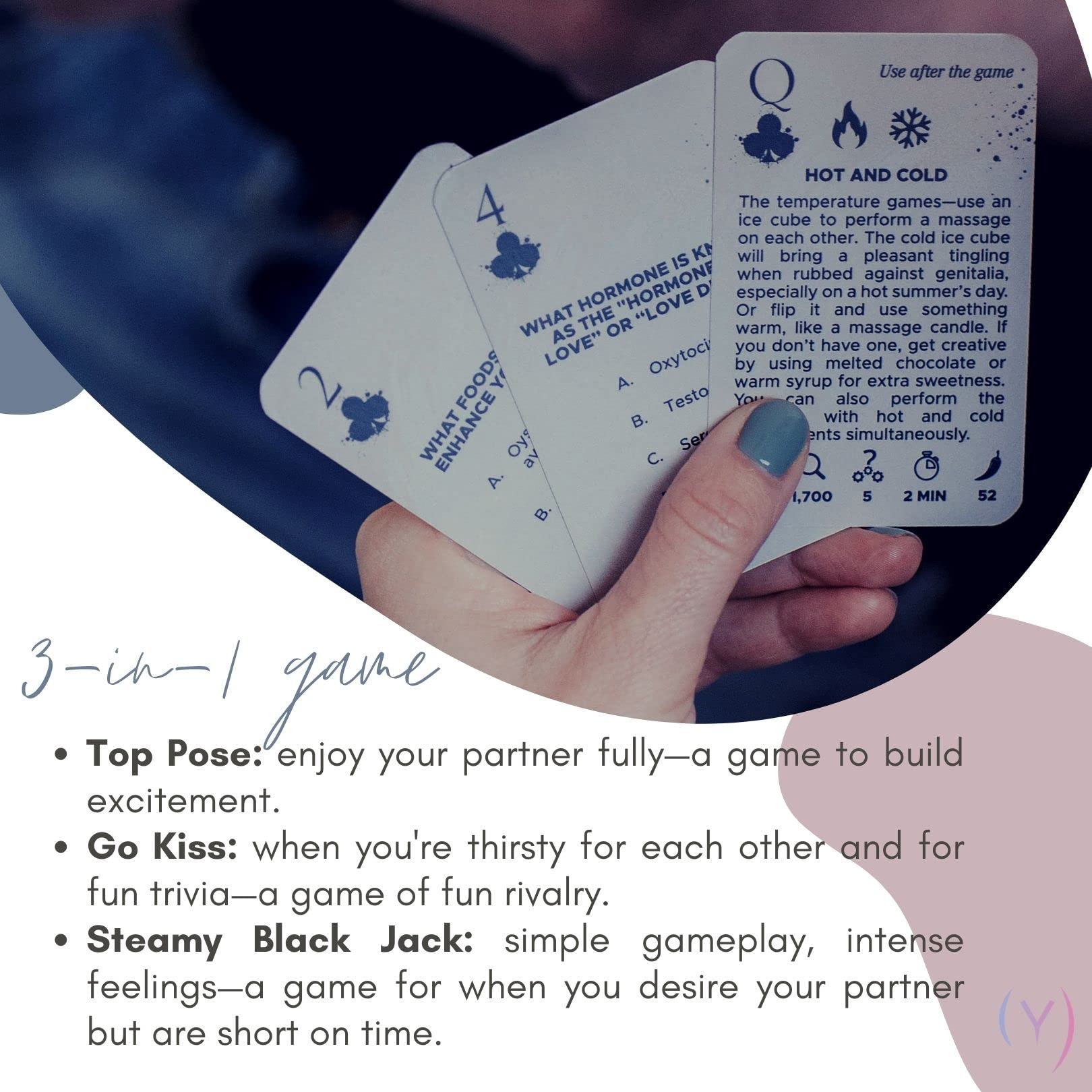 OpenMity 3-in-1 Ultimate Date Night Game Set - Includes 52 Cards - Play 3 Special Card Games - Fun Activity for Couples - Gift for Engagement, Anniversary, Wedding, Valentineās