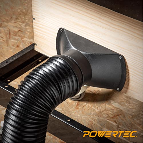 POWERTEC 70128 4-Inch Flexible Dust Collection Hose, Left Spiral, Black
