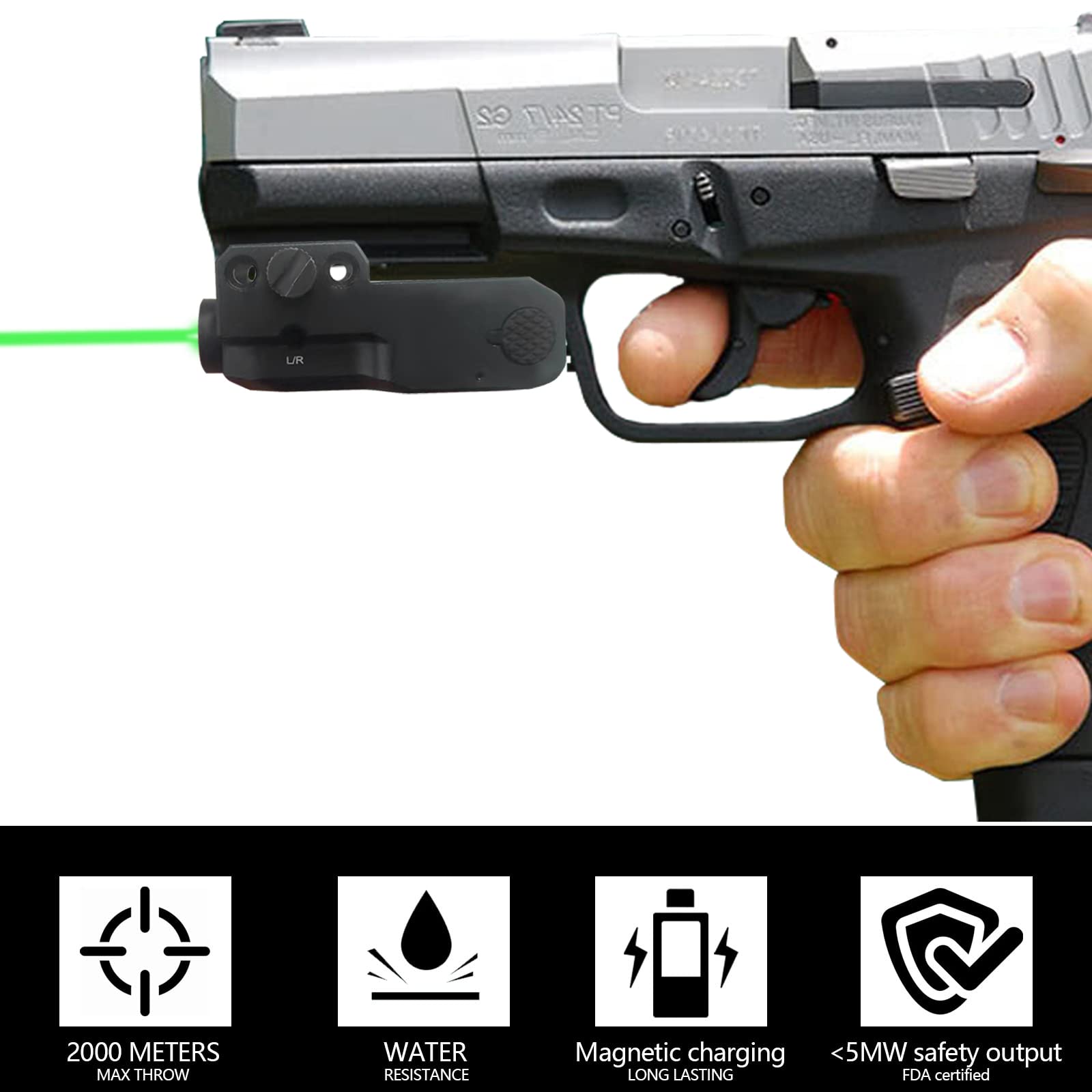 Nihowban Red/Blue/Purple/Green Laser Sight Picatinny Weaver Rail Mount,Magnetic Rechargeable Red Beam for Pistol Handgun Rifle,Easy to Install and Adjust
