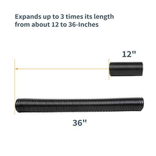 POWERTEC 70198 2-1/2-Inch Flexible Dust Collection Hose 36-Inch Long, black, 2-1/2-Inch
