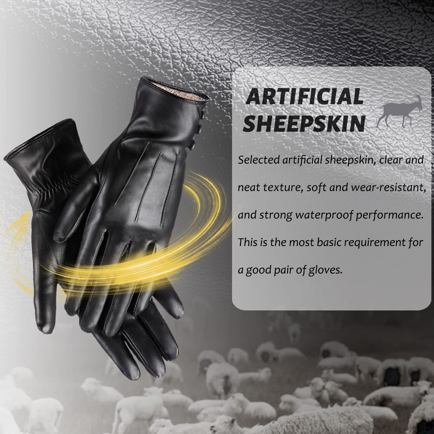 ISHISBEB Leather Gloves for Women Winter Warm Gloves Touch Screen Warm Wool Lined Texting Driving Gloves