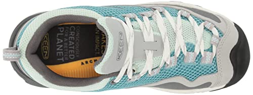 KEEN Women's Wasatch Crest Vent Breathable Hiking Sneakers, Porcelain/Blue Glass, 8
