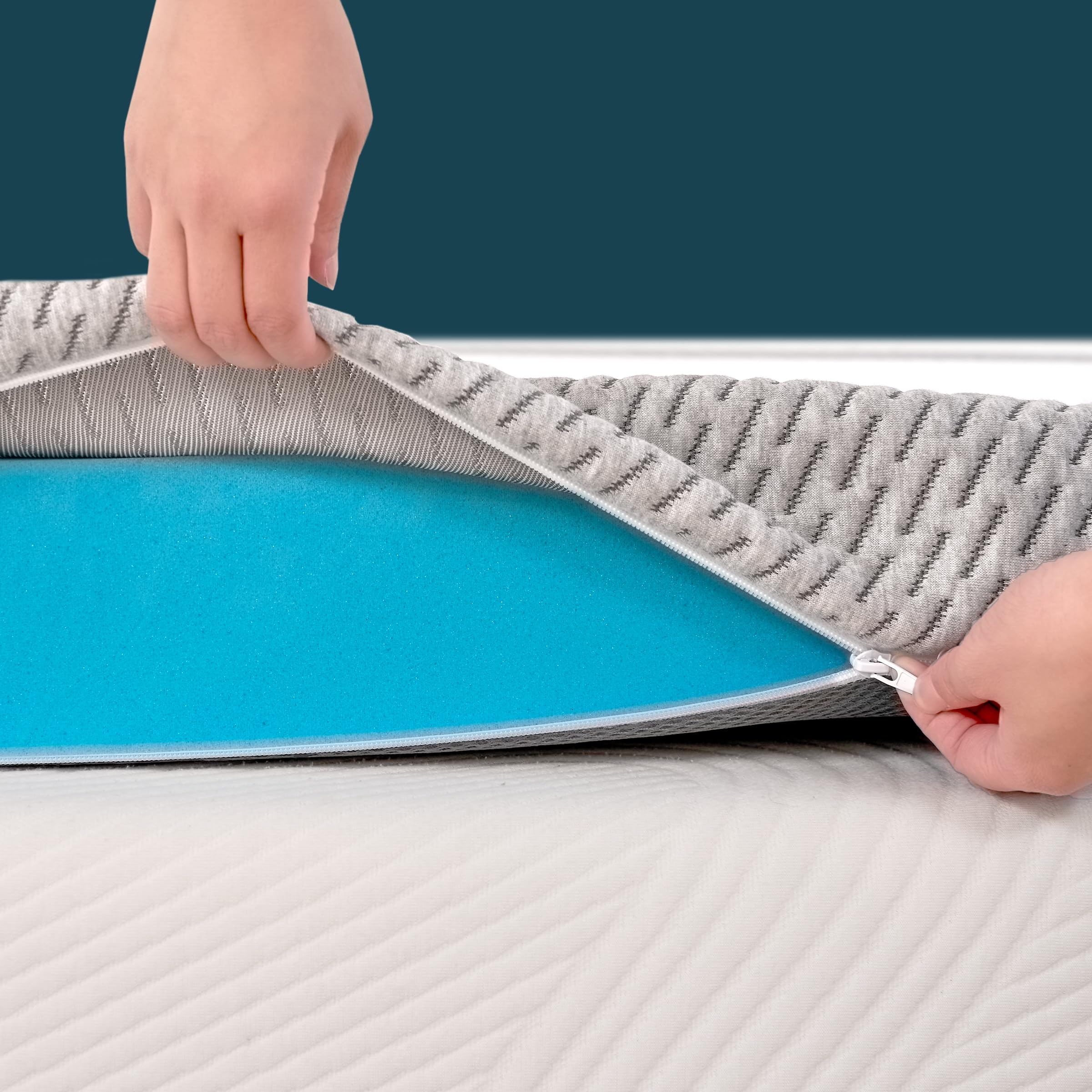 SyMax 4 Inch Memory Foam Mattress Topper Queen Size Bed Cool Gel Memory Foam Mattress Topper Medium Firm Support for Pressure Relief High Density Foam Topper with Removable & Washable Cover Queen