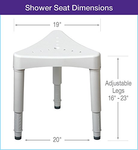 SP Ableware Corner Shower Seat with Adjustable Legs - White (727160000)