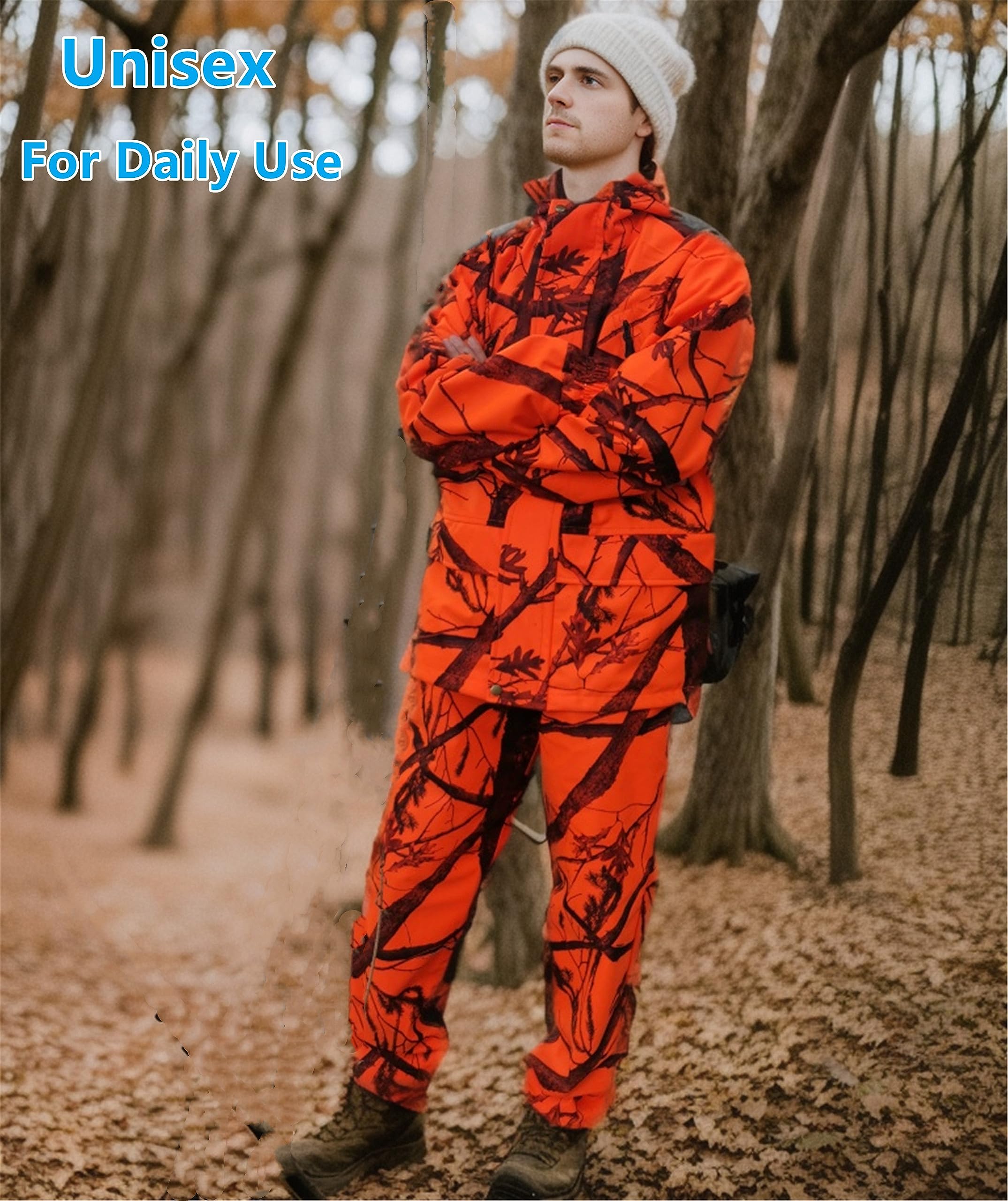 Llaikeph Turkey Hunting Clothes for Men Women Camo Tactical Jacket and Hunting Work Hiking Pants 7 Accessories (L)