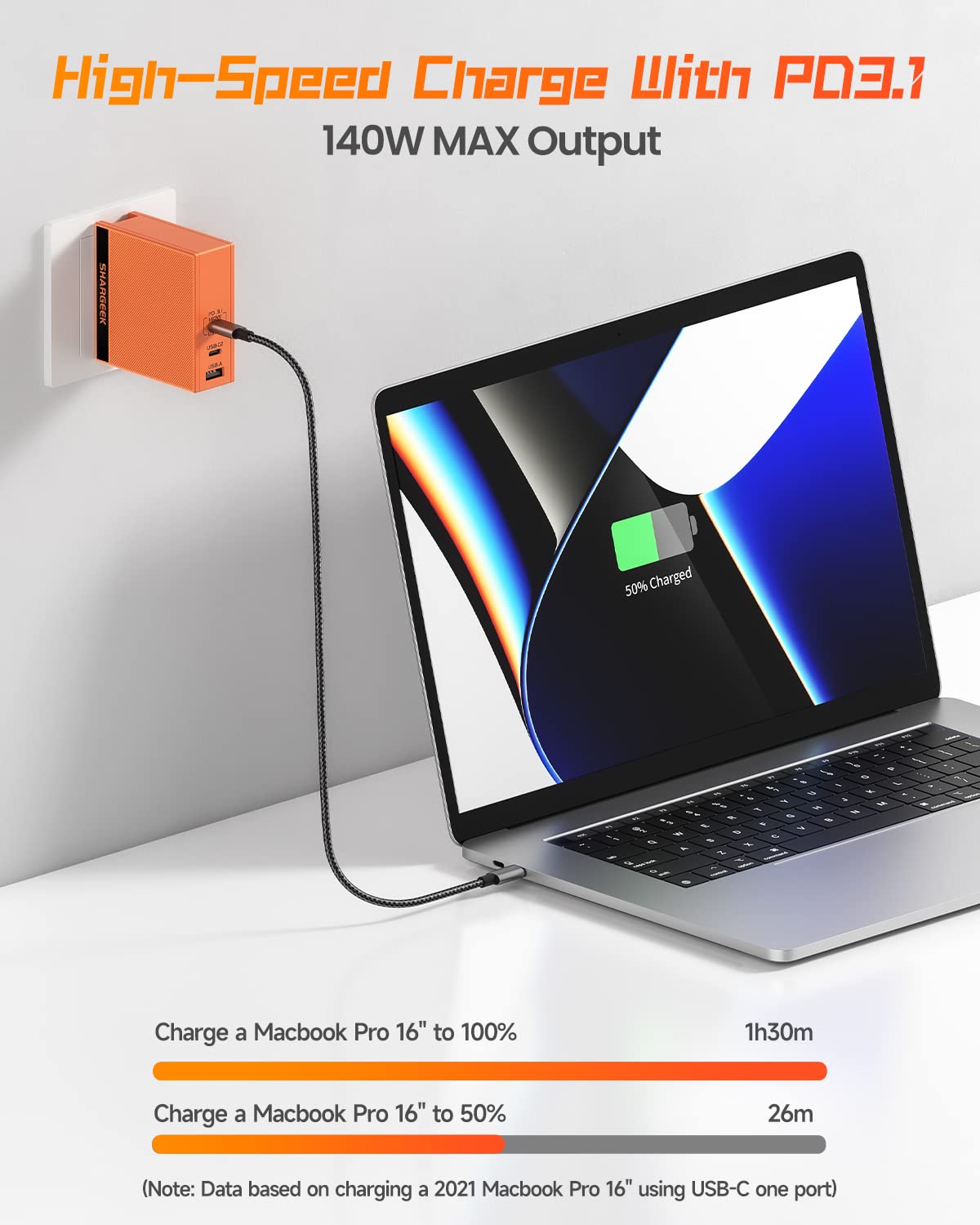 Shargeek STORM2 100W Power Bank 25600mAh with Transparent Case and IPS Screen 140W USB C Fast GaN Charger PD3.1 Wall Charger