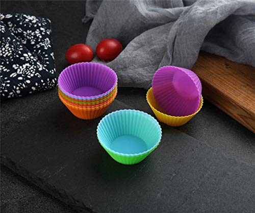 Mirenlife 2 Inch Mini Size Silicone Baking Cups Muffin Cups, Reusable and Nonstick Mini Cupcake Liners, Mini Chocolate Holders Truffle Cups, 24 Pack, 6 Vibrant Colors, Round
