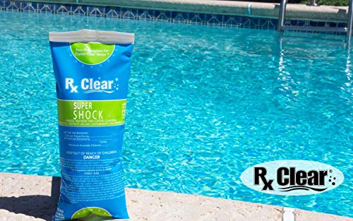 Rx Clear Super Shock for Swimming Pools | Chlorinator and Algaecide | 68% Calcium Hypochlorite Shock | Kill Pool Algae for a Crystal Clear Pool | One Pound Bags | 12 Pack