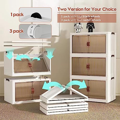 Storage Bins with Lids,Collapsible Closet Organizers with Double Door,Foldable Toy Storage with front opening.Dorm Room Essentials,12Gal Folding Car Organizer.