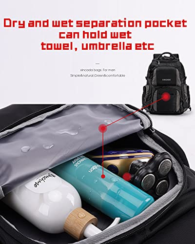 XINCADA Travel Laptop Backpack for Men Carry on Backpack Extra Large Backpacks with Shoe Compartment Business Hiking Daypack