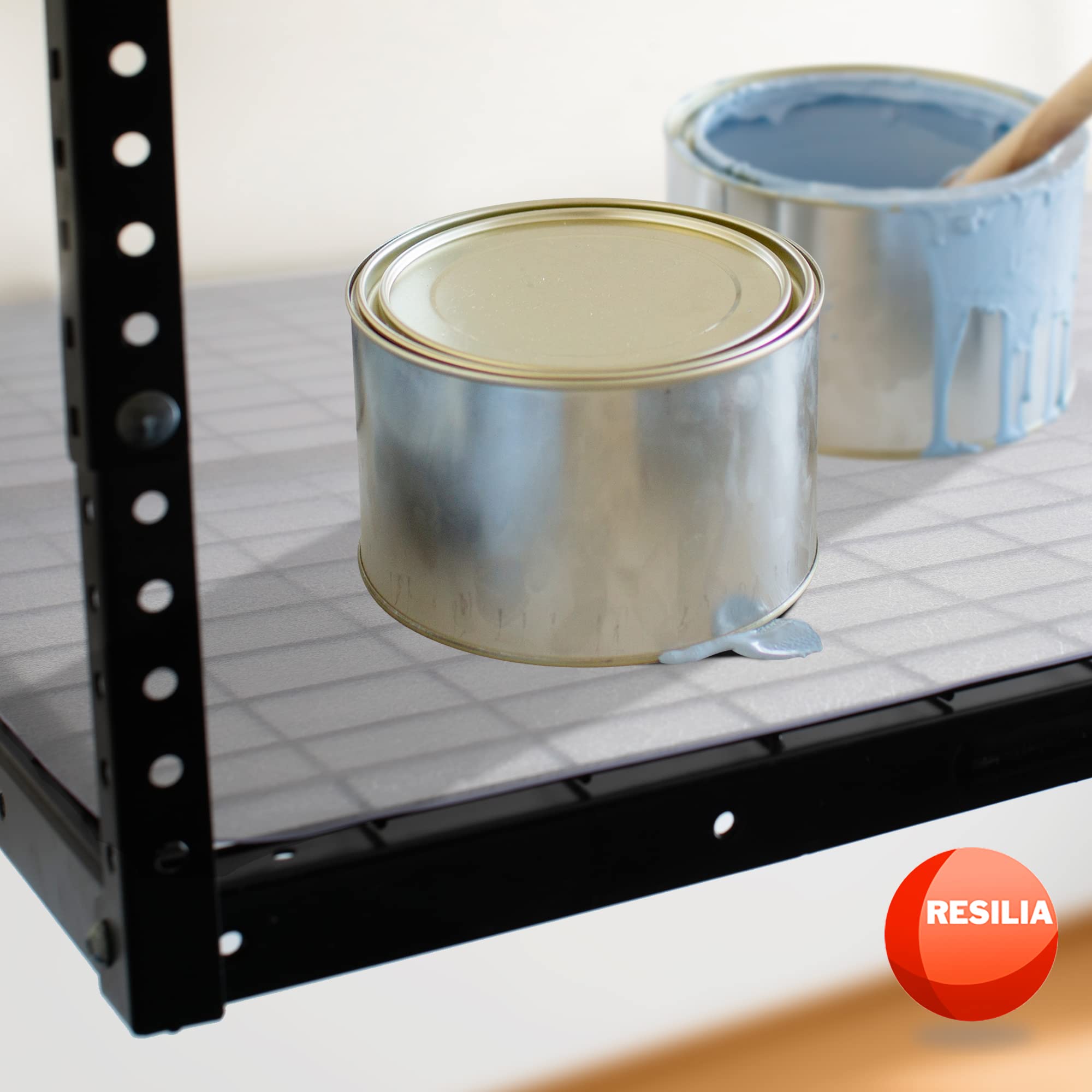 Resilia - Garage Shelf Liners, Compatible with Fleximounts, Fits Floating & Overhead Garage Storage Racks, Ceiling and Wall-Mount Shelf Liners, 48 Inch x 48 Inch Heavy-Duty Textured Vinyl, Clear