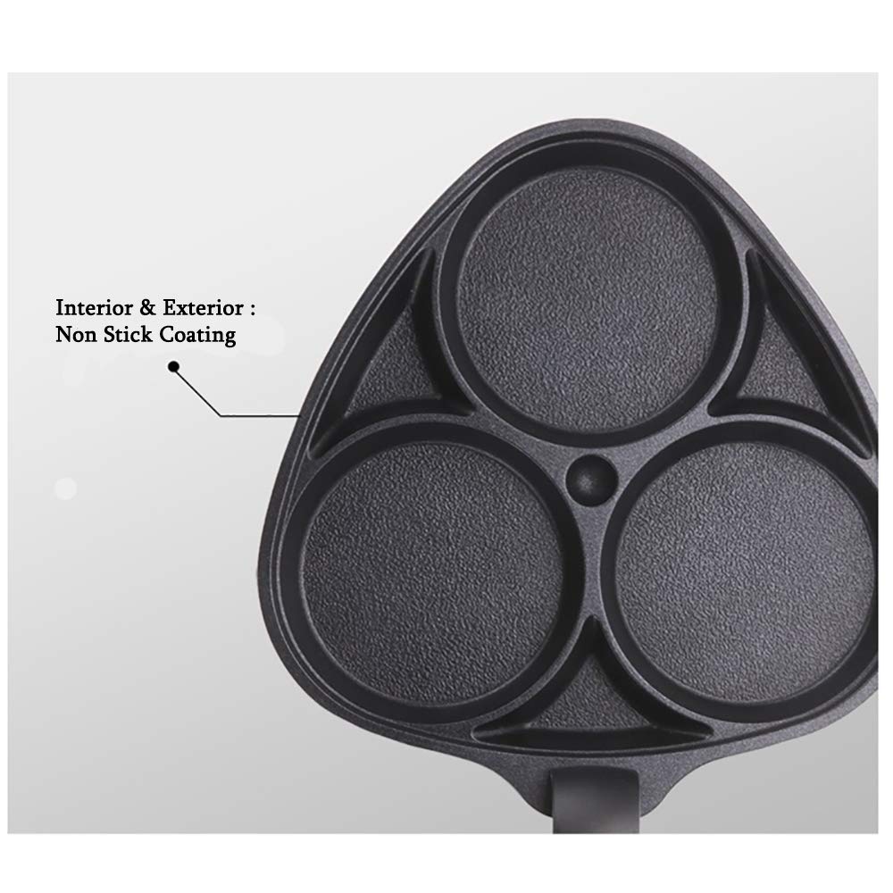 Kitchen Flower Cookin Clover 3 Divider Non Stick Egg Frying Pan (22cm x 21cm)