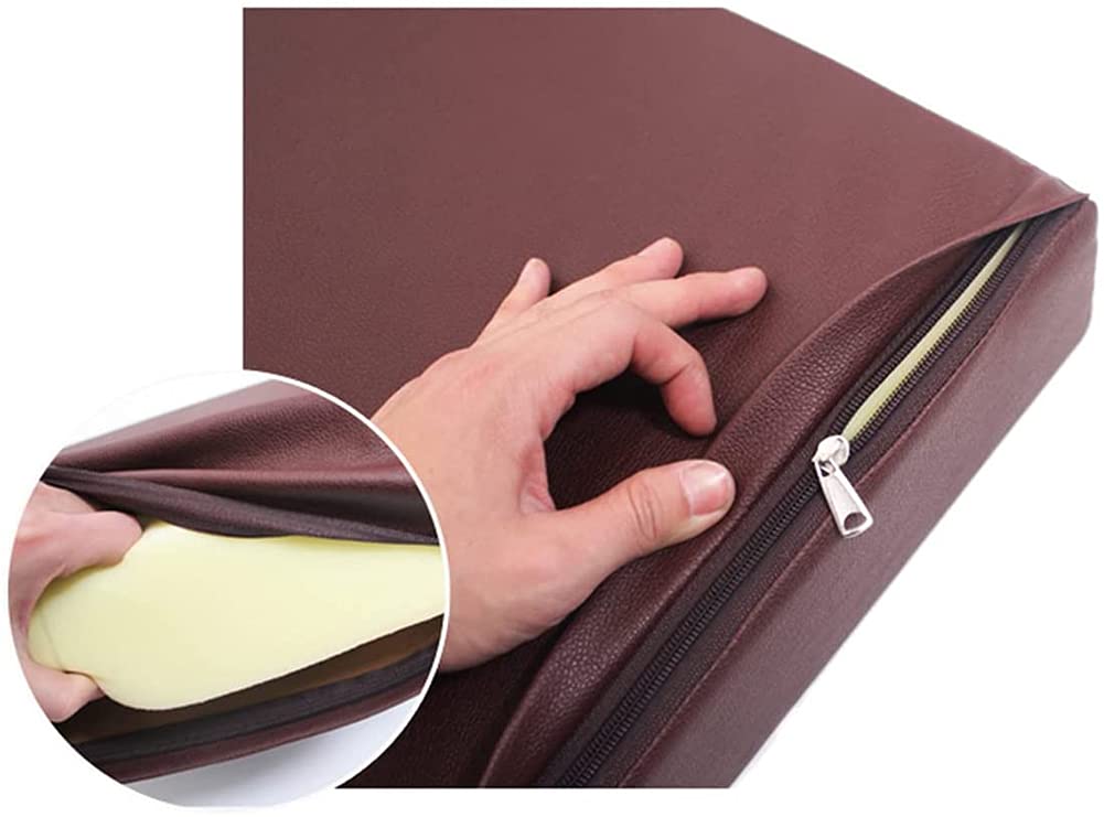 Leather Thick Not-Slip Chair Pads,Memory Foam Replacement Mat,Soft Chair Pads with Zipper,Waterproof Removeable Square Durable Seat Cushions for Sofa Dining Chair Office Home