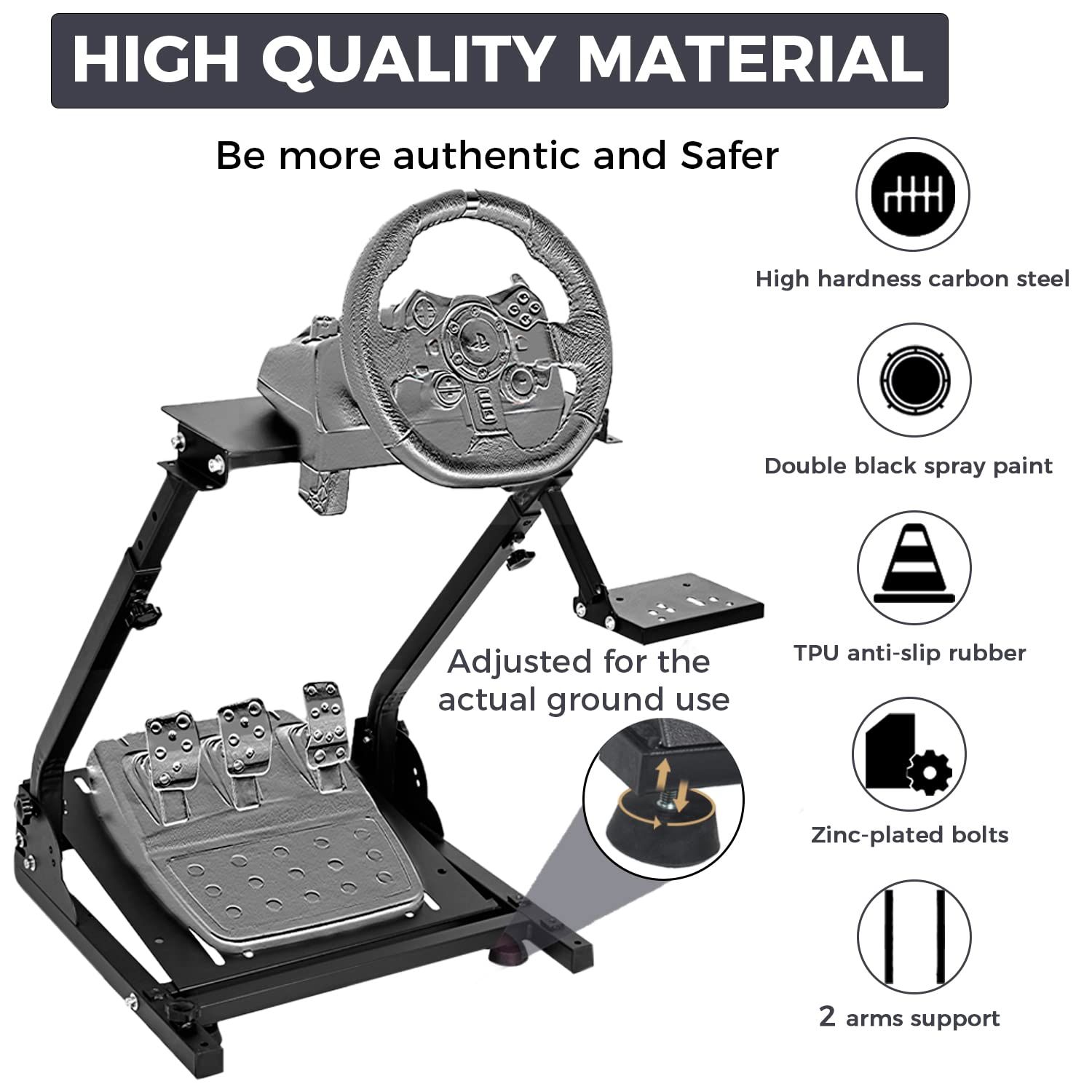 Hottoby G29 Racing Steering Wheel Stand Foldable&Multi-level Adjustable Fit for Logitech/Thrustmaster G920,G923&T150,T248,T300 Easy Storage&Install Gaming Simulator Cockpit,No Wheel Pedals