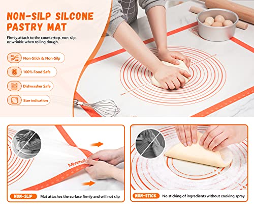 MMmat Silicone Pastry Mat, Extra Large Non-slip Silicone Baking Mat with Measurements, Counter Mat, Dough Rolling Mat, Fondant and Pie Crust Mat, (36 x 24 IN) 36'' By 24''