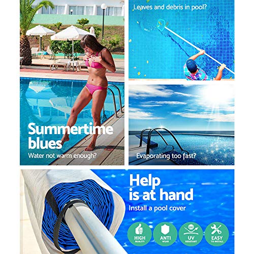 Pool Cover Reel Set 18FT Solar Pool Cover for Inground Swimming Pools,Aluminum Solar Swimming Inground Pool Cover Reel Set